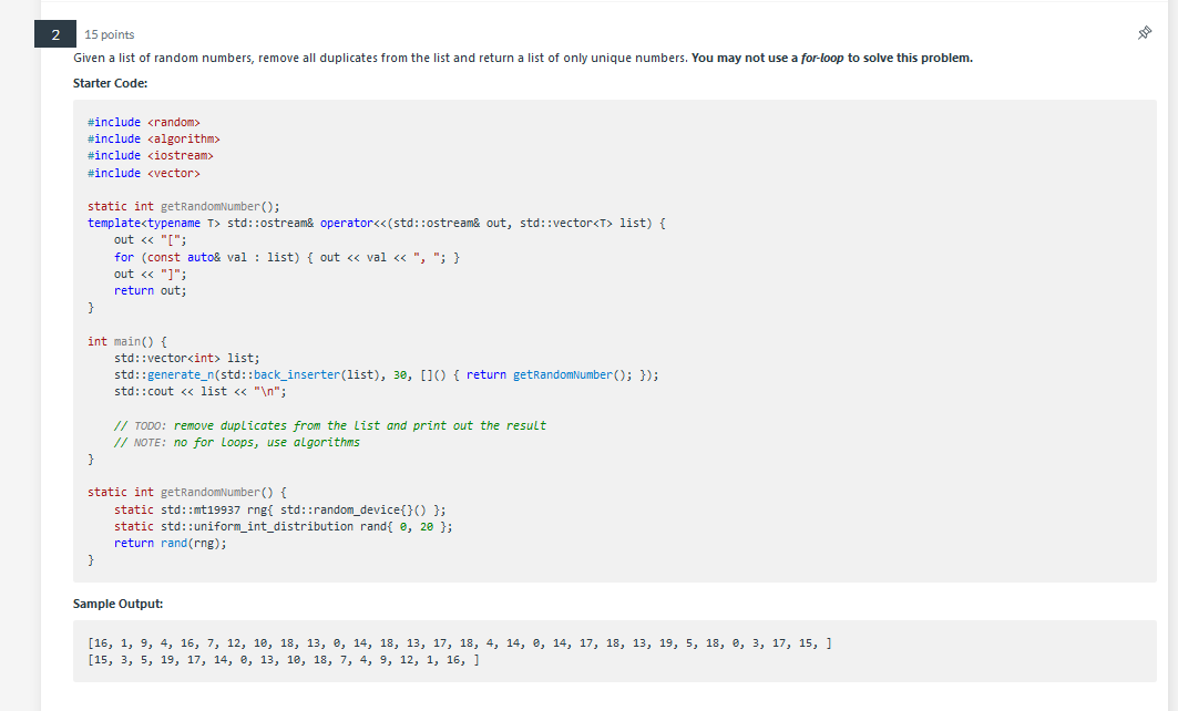 Solved Starter Code: Sample Output: | Chegg.com
