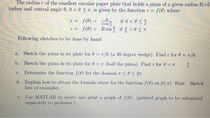Solved The radius r of the smallest circular paper plate | Chegg.com