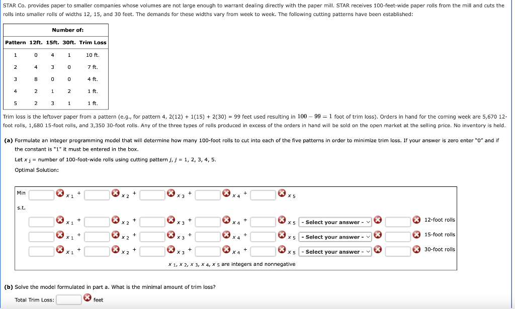 Solved Trim loss is the leftover paper from a pattern (e.g., | Chegg.com
