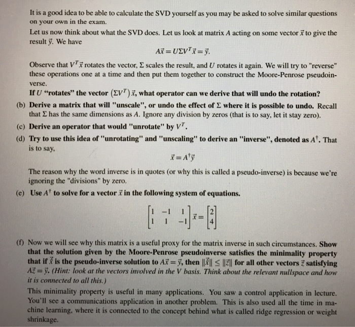 Solved The Moore-Penrose pseudoinverse for "fat" matrices | Chegg.com