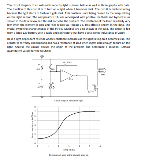 The circuit diagram of an automatic security light is | Chegg.com