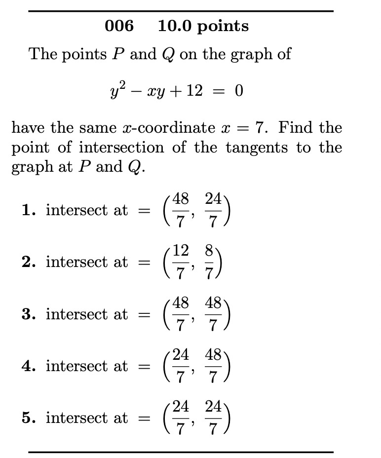Solved 006 10.0 points The points P and Q on the graph of y2 | Chegg.com