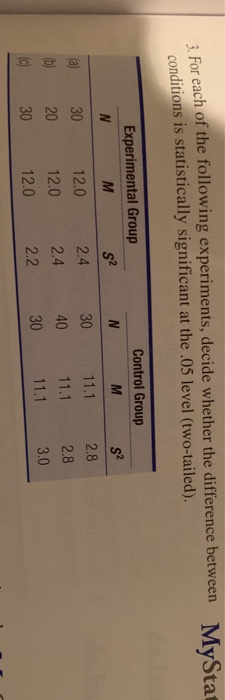 Solved 3, For each of the following experiments, decide | Chegg.com