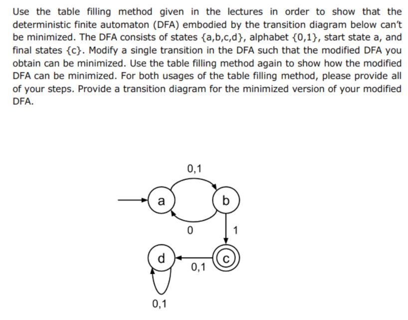 Solved Use the table filling method given in the lectures in | Chegg.com