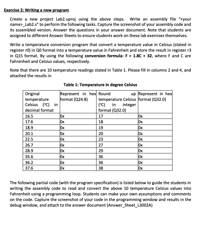 Solved Exercise 2: Writing a new program Create a new | Chegg.com