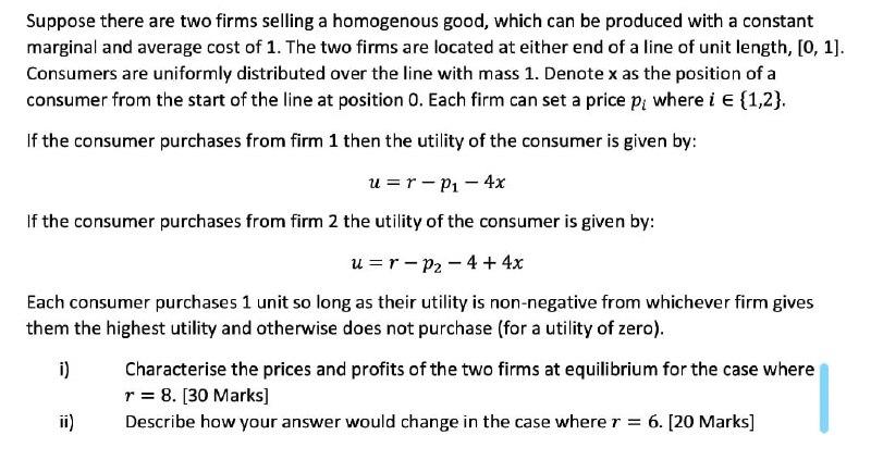 Solved Suppose there are two firms selling a homogenous | Chegg.com