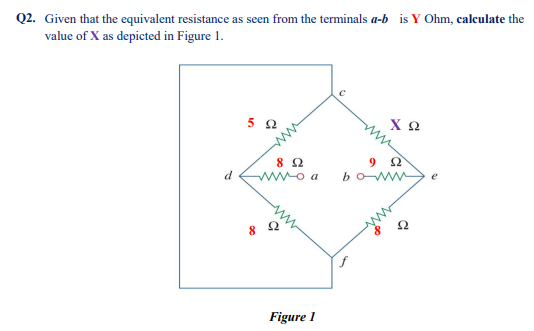 Solved Q2. Given that the equivalent resistance as seen from | Chegg.com