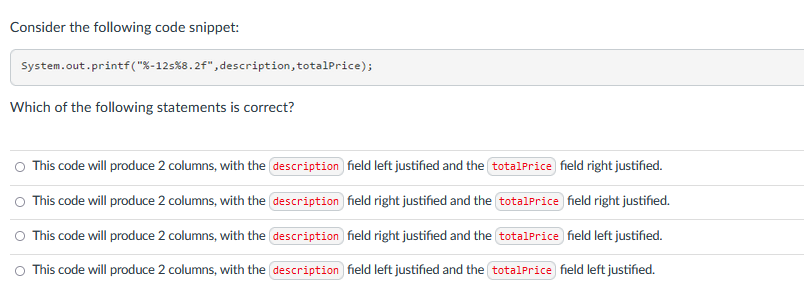 Solved Consider the following code snippet: | Chegg.com