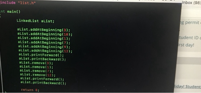 Solved Implement LinkedList class specified in list.h in | Chegg.com Solved Implement LinkedList class specified in list.h in | Chegg.com