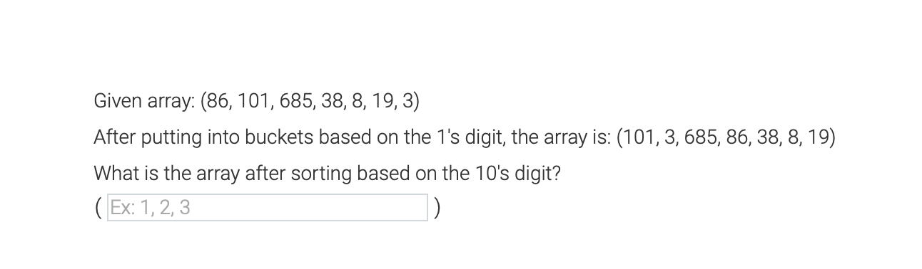Solved Given array: (86, 101,685, 38, 8, 19, 3) After | Chegg.com