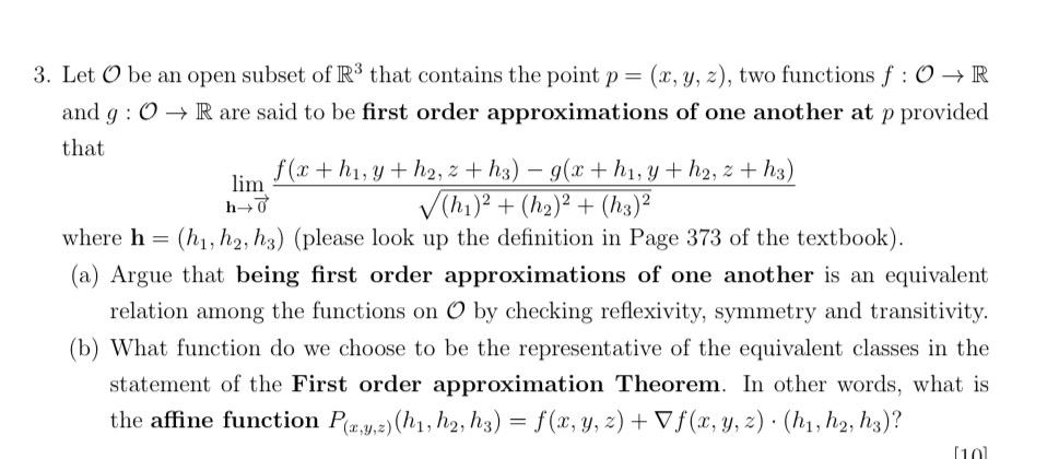 Solved 3. Let O be an open subset of R3 that contains the | Chegg.com