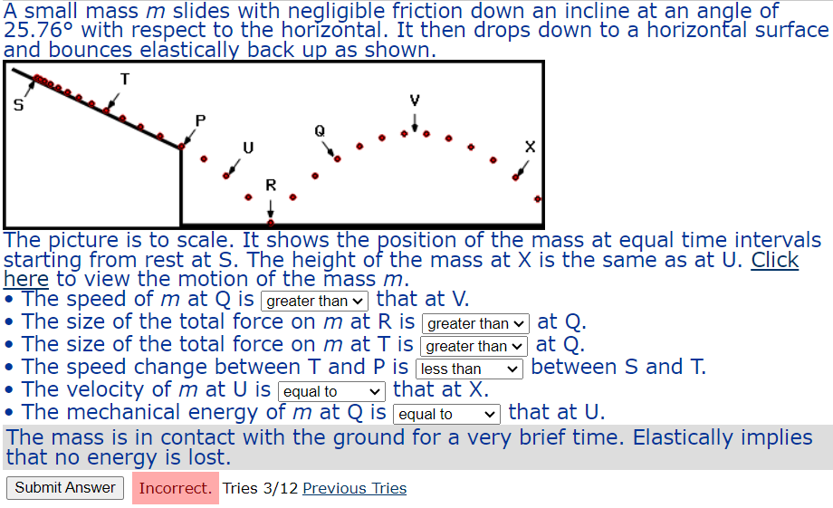 Solved A small mass m ﻿slides with negligible friction down | Chegg.com
