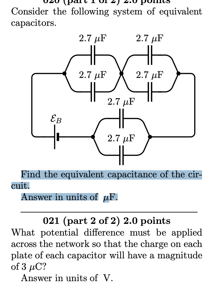 Solved Consider the following system of equivalent | Chegg.com