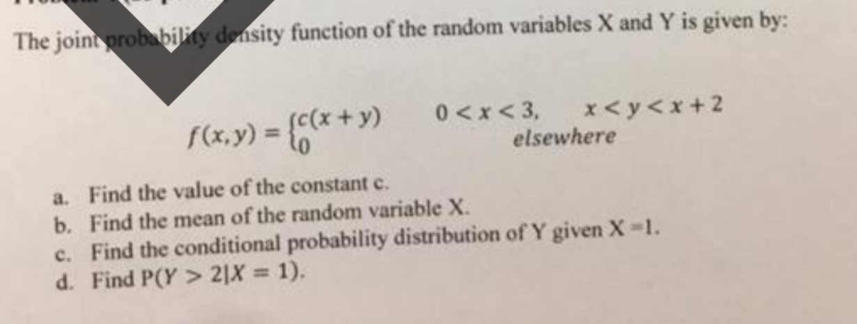 Solved The joint probability density function of the random | Chegg.com
