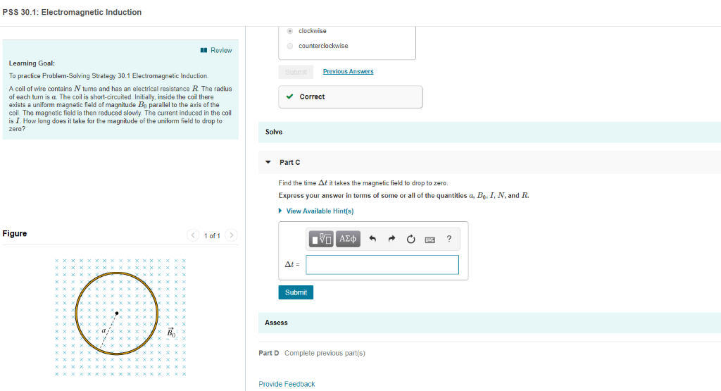 PSS 30.1: Electromagnetic Induction Counterclockwi... | Chegg.com