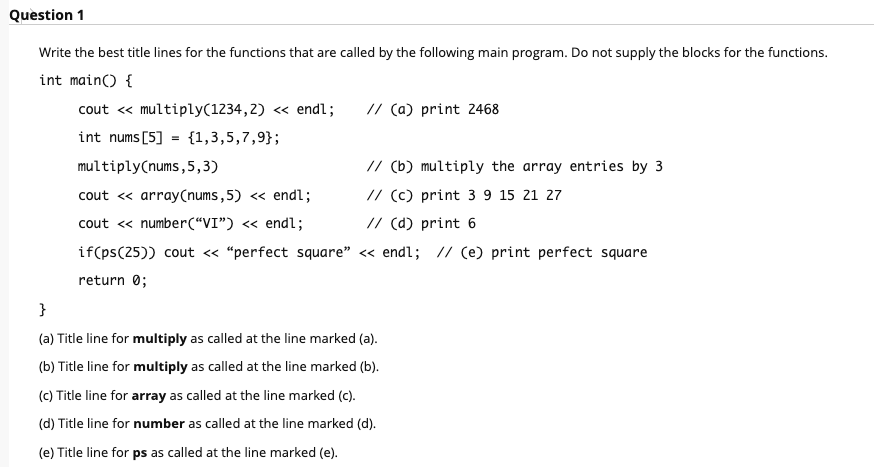 Solved Question 1 Write the best title lines for the | Chegg.com
