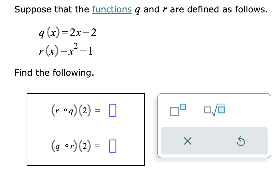 Solved Suppose that the functions q and r are defined as | Chegg.com