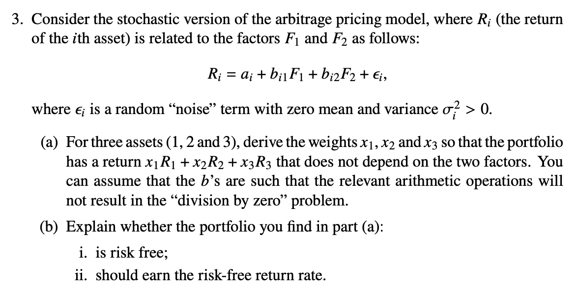 Solved Consider the stochastic version of the arbitrage | Chegg.com