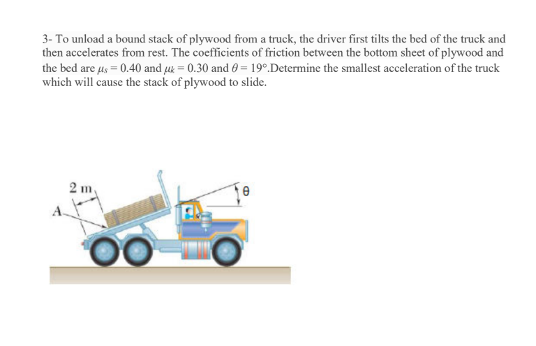 Solved 3- To unload a bound stack of plywood from a truck, | Chegg.com