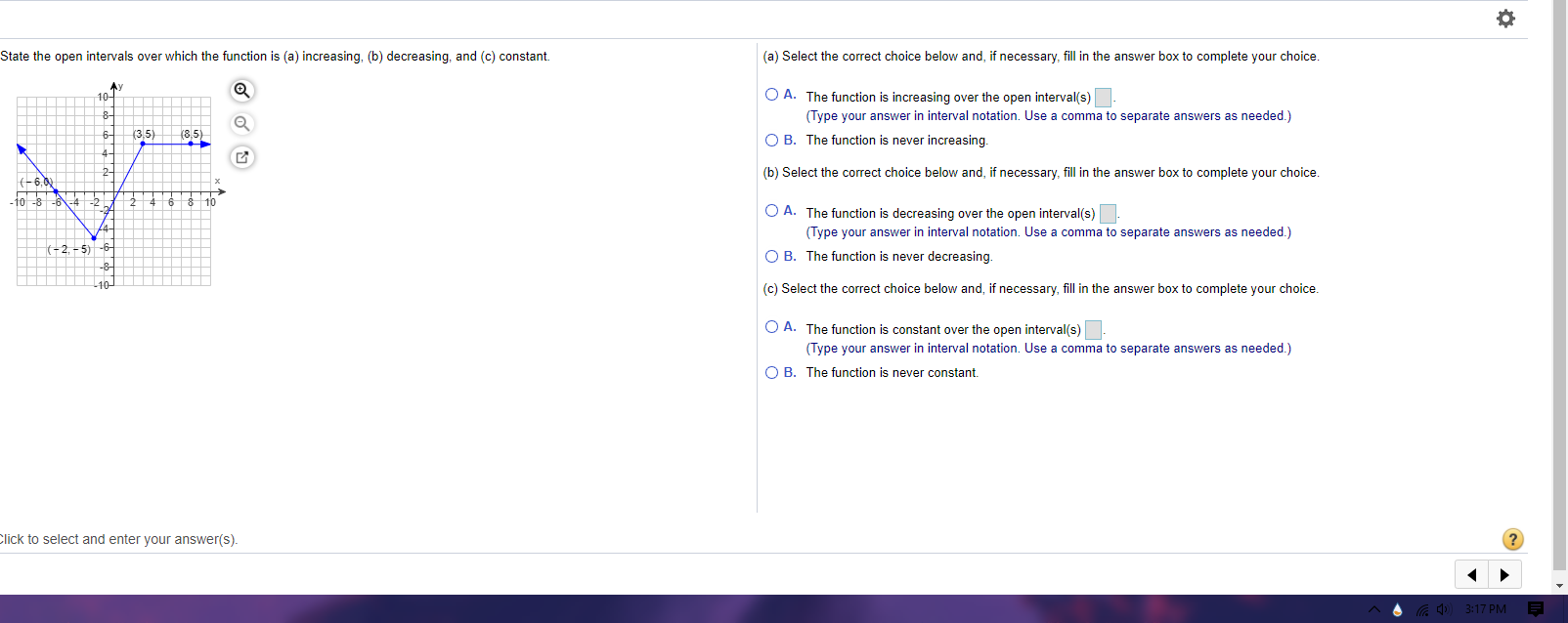 Solved State the open intervals over which the function is | Chegg.com