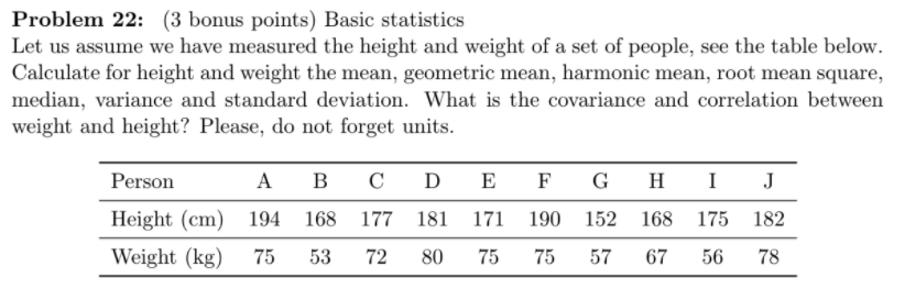 Solved Problem 22: (3 bonus points) Basic statistics Let us | Chegg.com