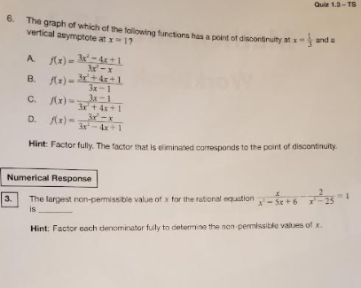 Solved 3 The exact roots of the rational equation 2.13 B | Chegg.com