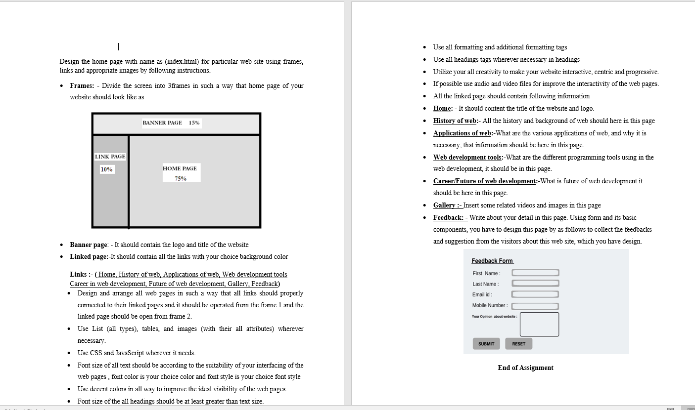 Solved 1 Design the home page with name as (index.html) for | Chegg.com