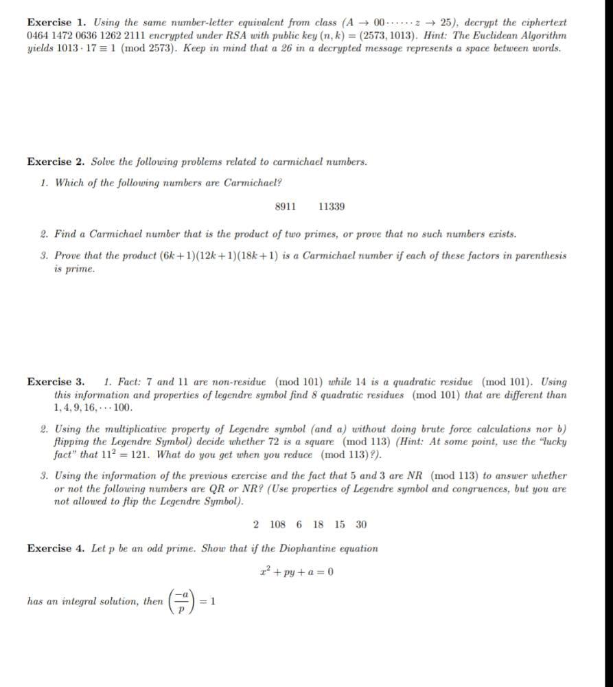 Exercise 1. Using the same number-letter equivalent | Chegg.com