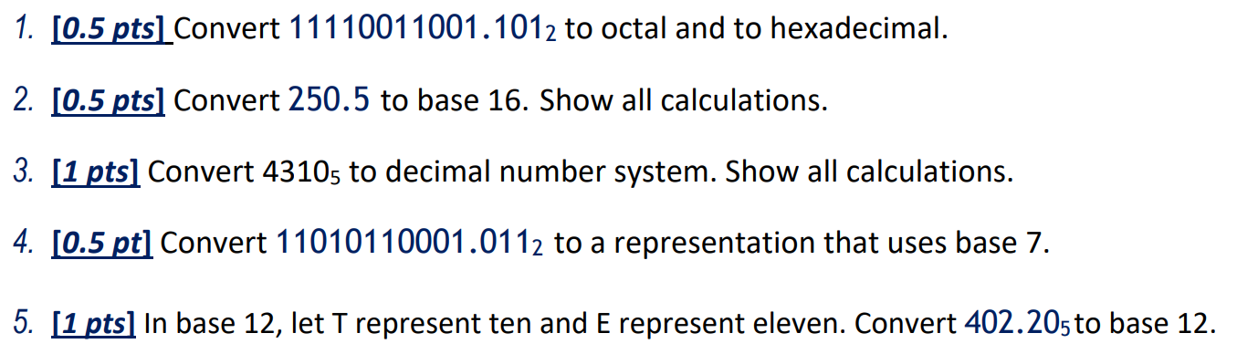 Solved pts] ﻿Convert 11110011001.1012 ﻿to octal and to | Chegg.com