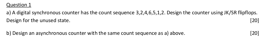Solved Question 1 a) A digital synchronous counter has the | Chegg.com