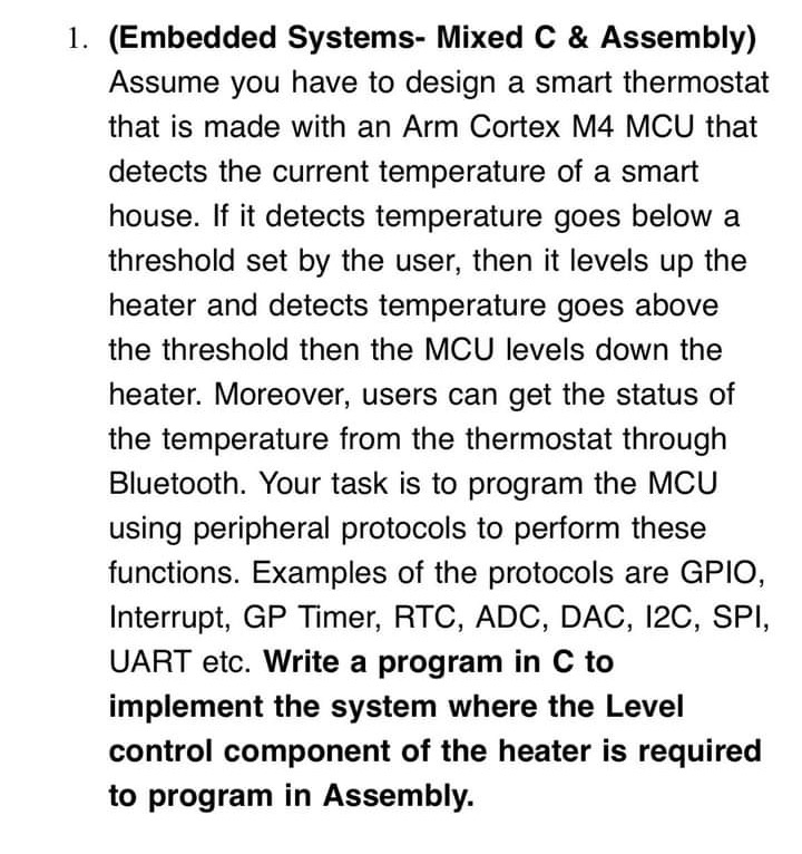 Solved (Embedded Systems- Mixed C \& Assembly) Assume you | Chegg.com