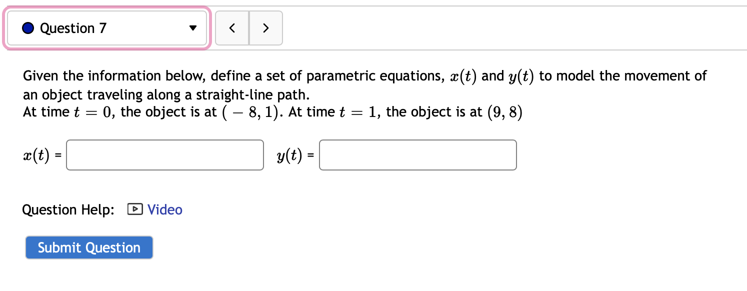 Solved Question 6 > Given the parametric equations below, | Chegg.com