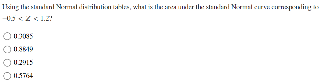 Solved Using the standard Normal distribution tables, what | Chegg.com