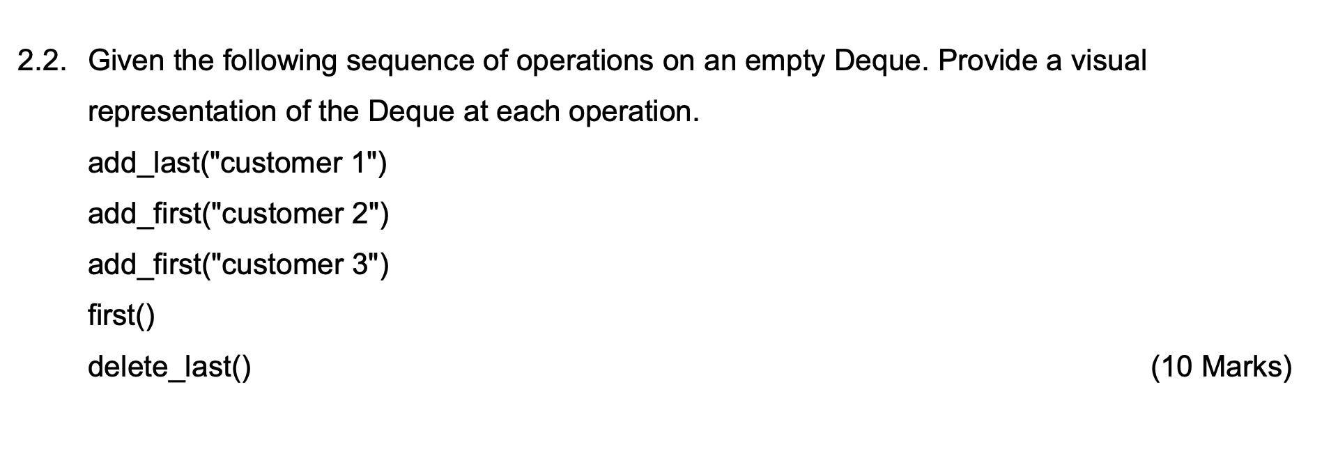 Solved 2.2. Given the following sequence of operations on an | Chegg.com