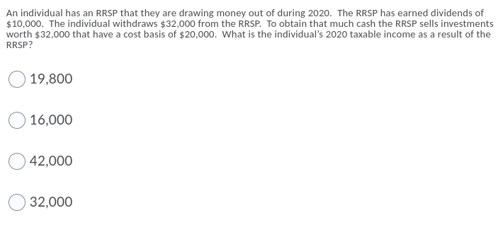 Solved An individual has an RRSP that they are drawing money | Chegg.com