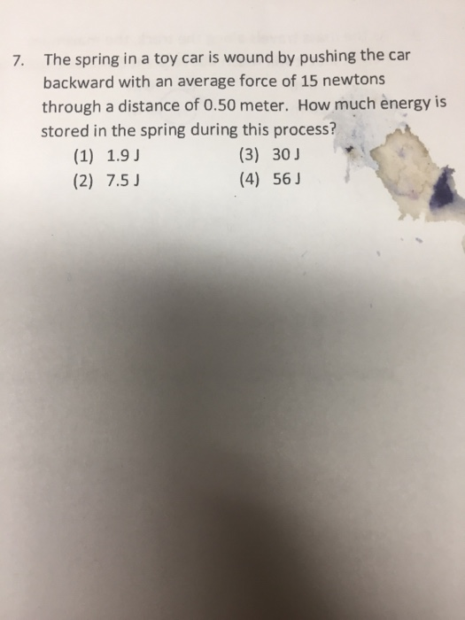 Solved The spring in a toy car is wound by pushing the car | Chegg.com
