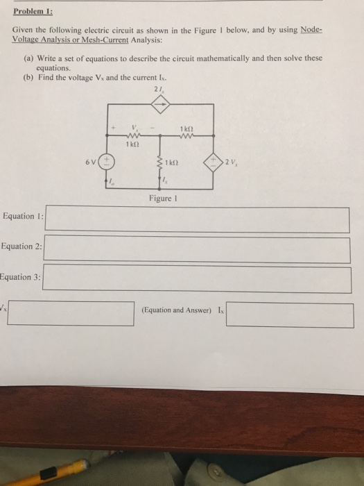 Solved Given the following electric circuit as shown in the | Chegg.com