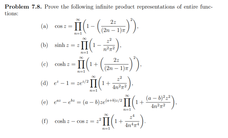 Solved Problem 7.8. Prove the following infinite product | Chegg.com
