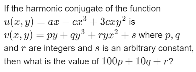 Solved = ar If the harmonic conjugate of the function u(x,y) | Chegg.com