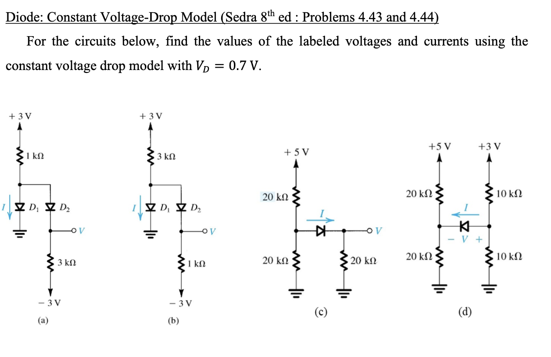 Solved Diode: Constant Voltage-Drop Model (Sedra 8th ed : | Chegg.com