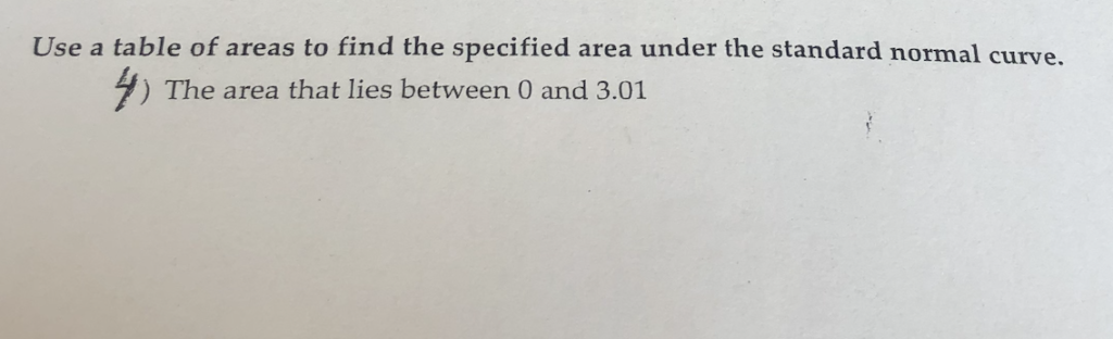 Solved Use a table of areas to find the specified area under | Chegg.com