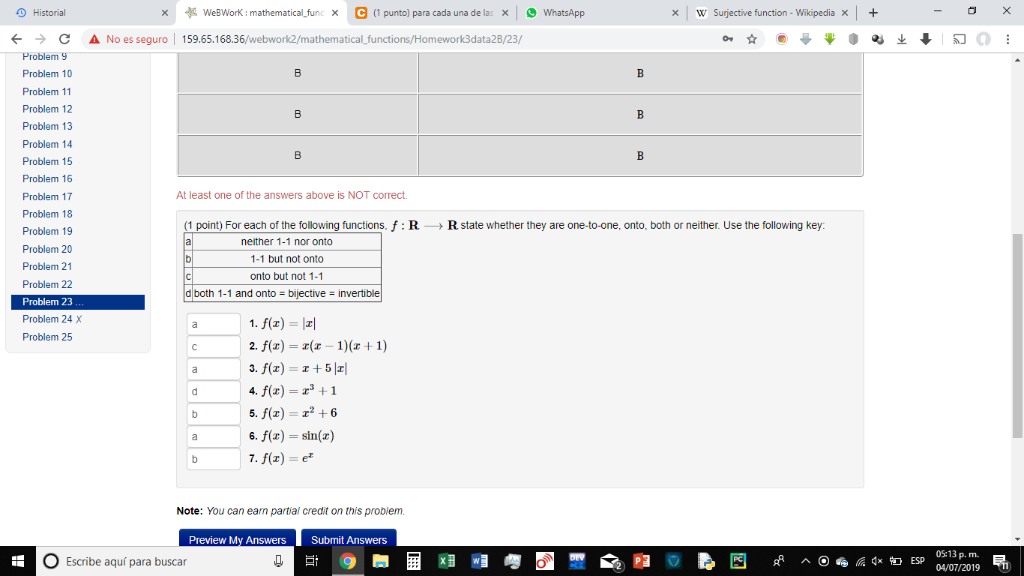 Solved: (1 Point) For Each Of The Following Functions, F:R... | Chegg.com