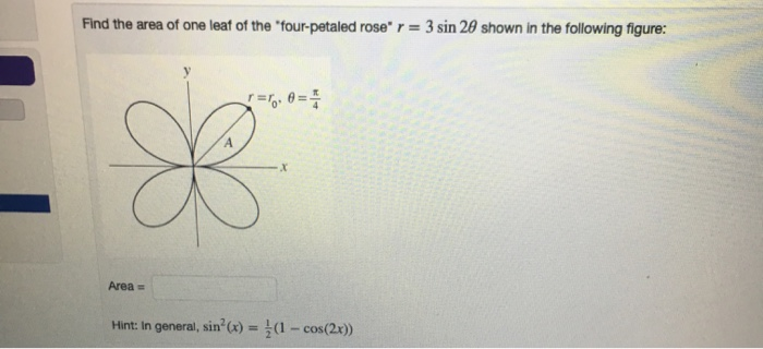 Solved Find the area of one leat of the "four-petaled rose" | Chegg.com