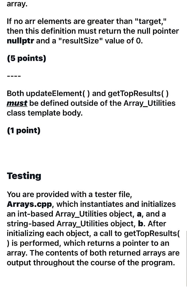 Solved Problem In the header file array_utilities.h, you are | Chegg.com
