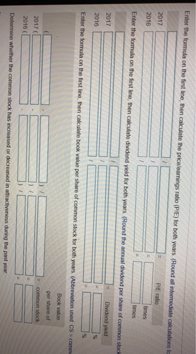 Solved Current year Last year Net income Dividends-common. | Chegg.com