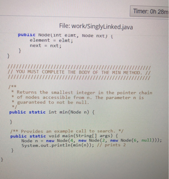 Solved File: work/SinglyLinked.java 8 public class | Chegg.com
