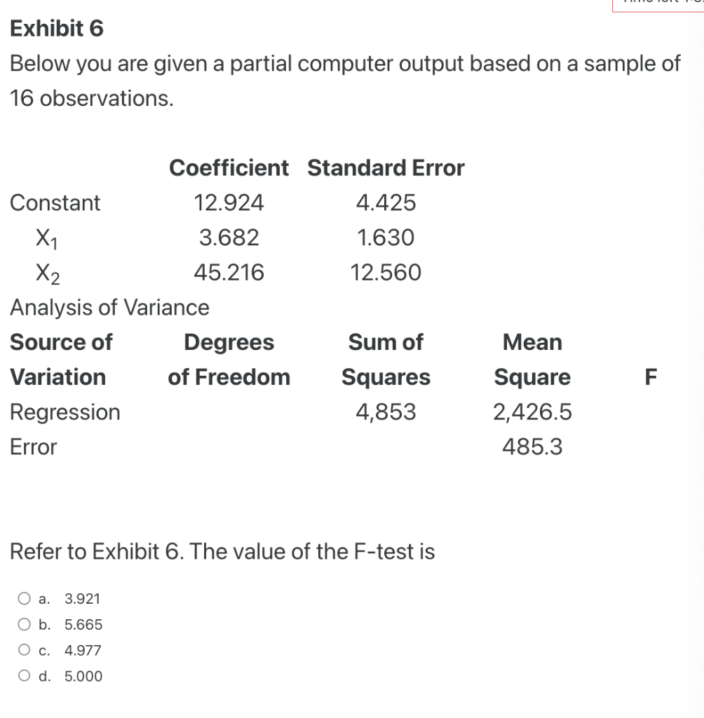 Solved Exhibit 6 Below you are given a partial computer | Chegg.com