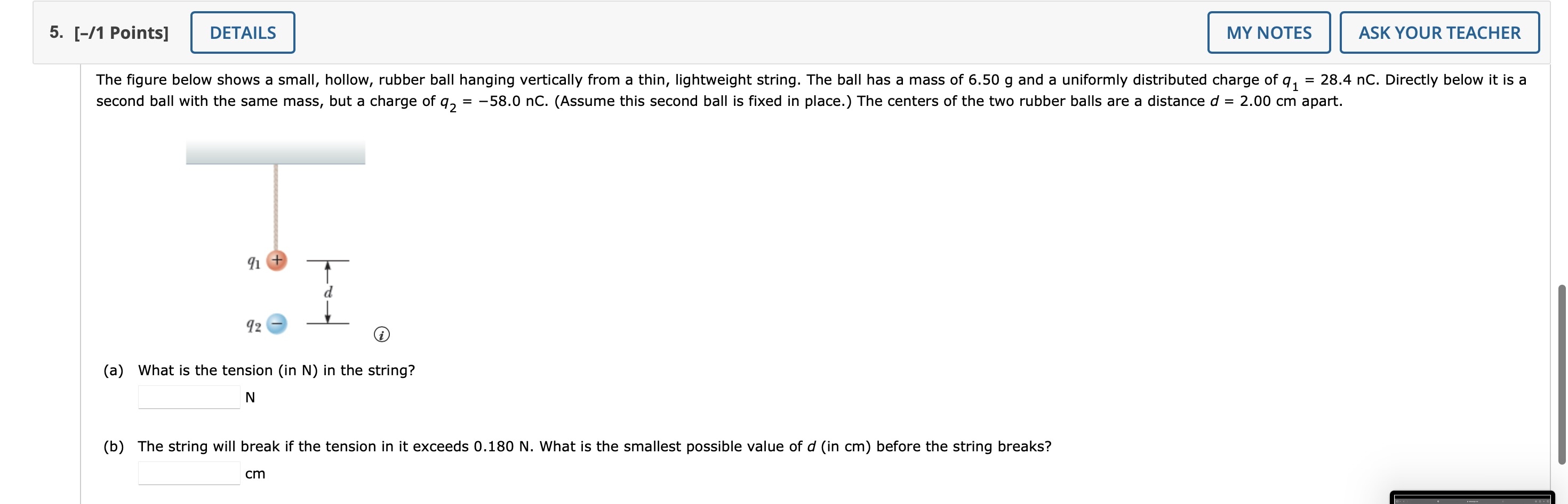 Solved [-/1 ﻿Points] ﻿second ball with the same mass, but a | Chegg.com