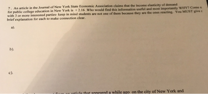 Solved 7. An article in the Journal of New York State | Chegg.com