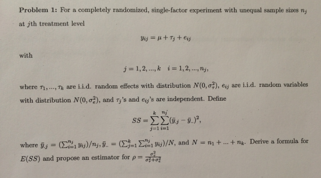 Solved Problem 1: For a completely randomized, single-factor | Chegg.com